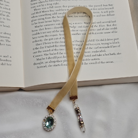 unbranded | Jewelry | Handmade Beige Tan Velvet Ribbon Beaded Bookmark ...